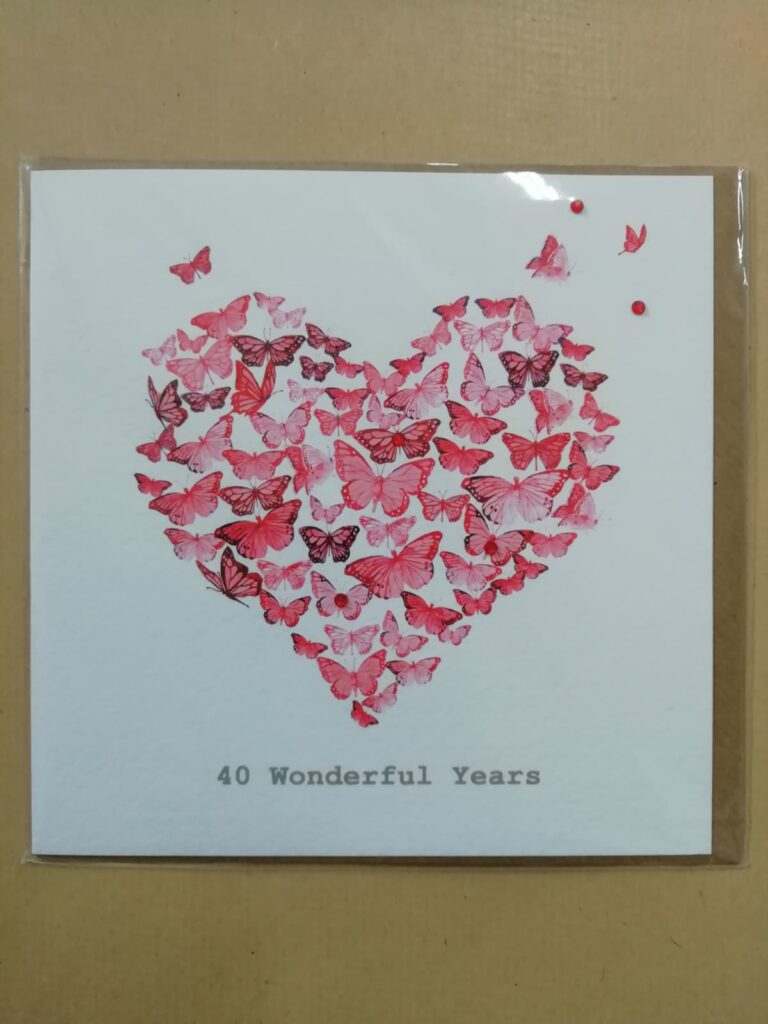Crumble & Core 40 Wonderful Years Butterfly Love Hearts Card ...