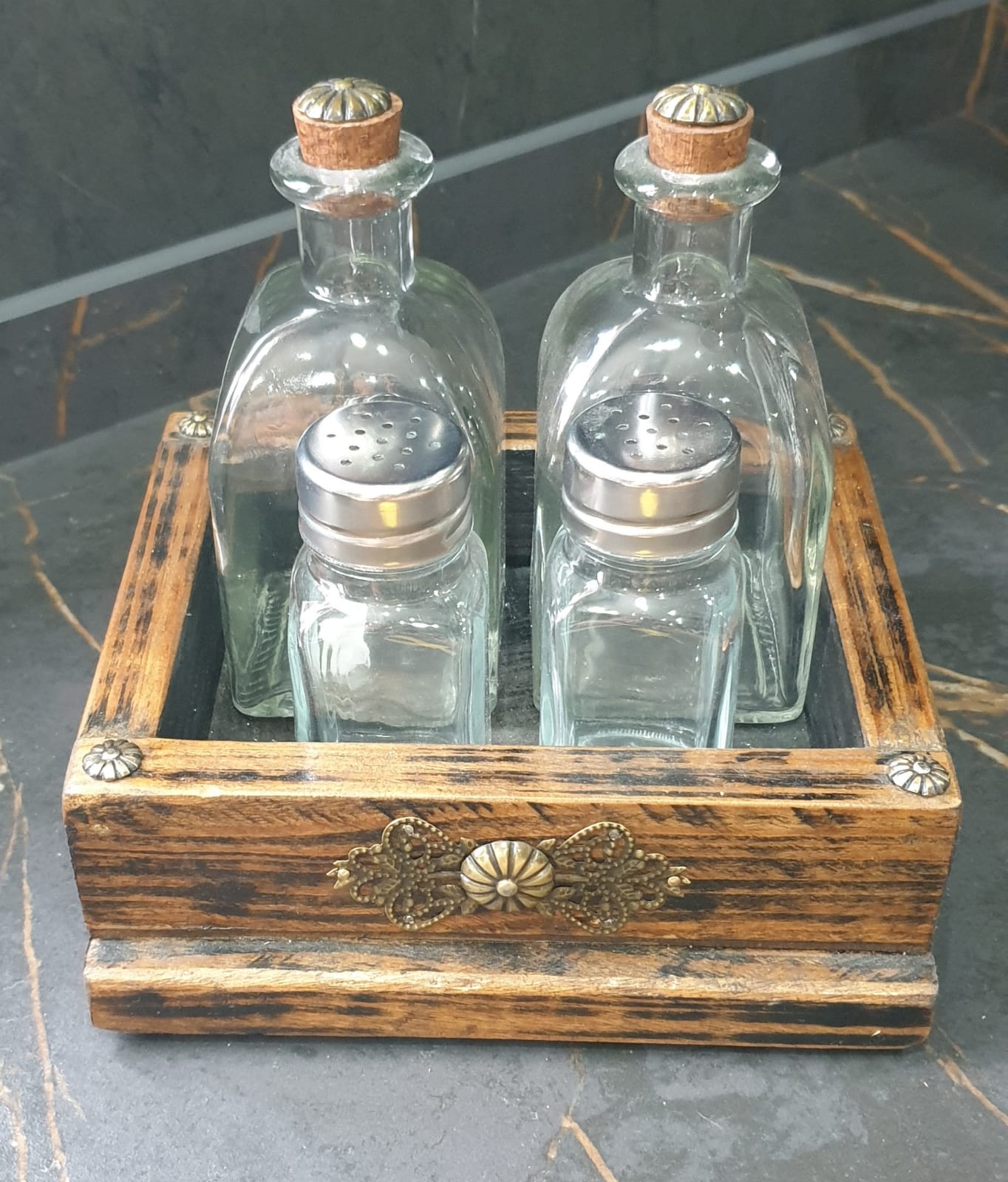 Rustic Wood Condiment Set - El Emporio de Zoe