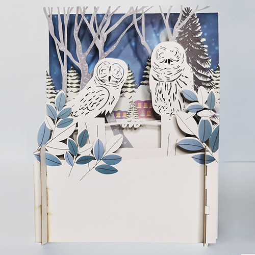 3D Pop Up Christmas Card Owls - El Emporio de Zoe